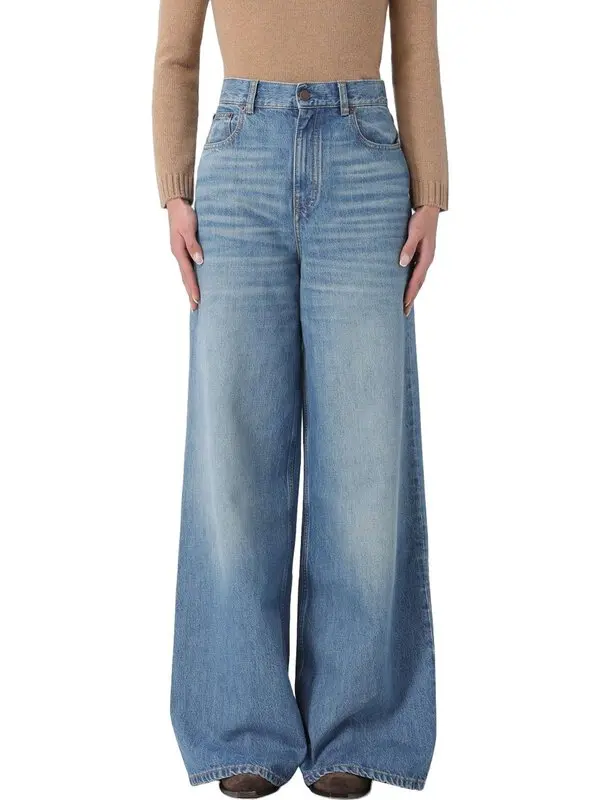 Chloé High Rise Wide Leg Jeans - Gnawed Blue