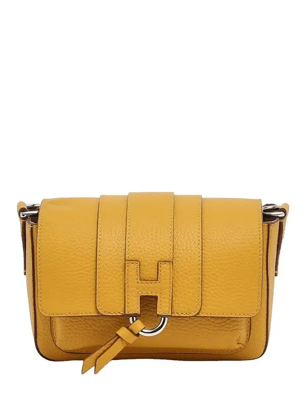 Hogan Grained Leather Flap Mini Crossbody Bag - Yellow