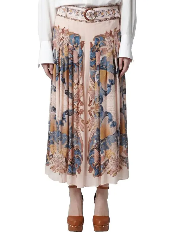 Farm Rio Liberty Print Pleated Midi Skirt - Multicolor