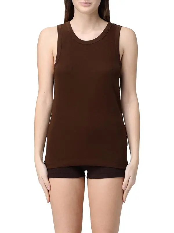 ENTIRE STUDIOS Stretch Cotton Crewneck Tank Top - Brown