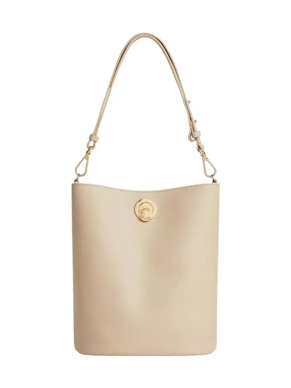 COCCINELLE Nikla Grained Leather Bucket Bag - Beige