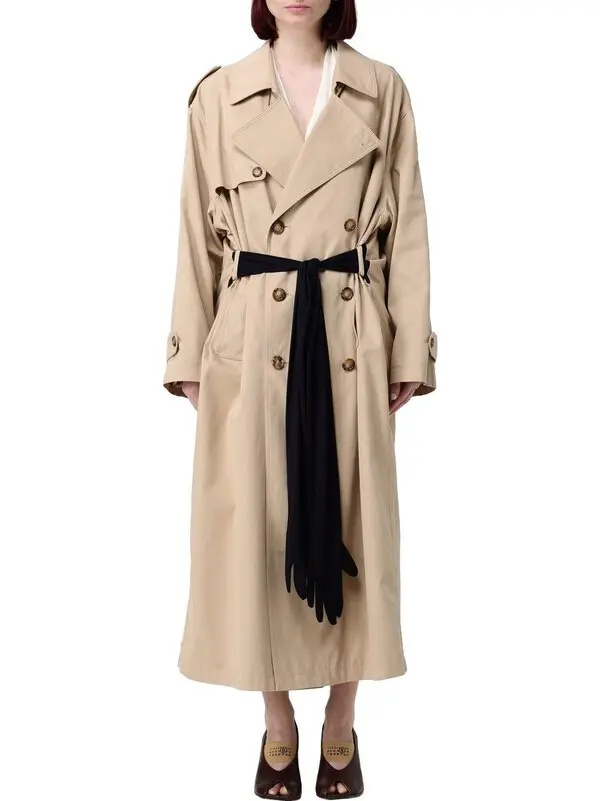 MAISON MARGIELA Double Breasted Oversized Trench Coat - Beige