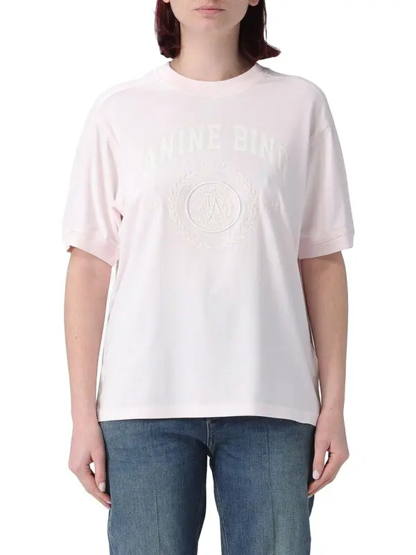 ANINE BING Logo Cotton T-shirt - Pink