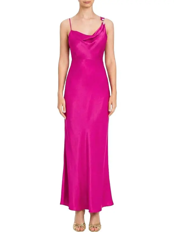 TWINSET Satin Slip Maxi Dress - Fuchsia