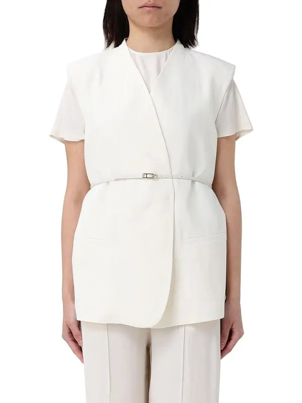 Fabiana Filippi Tailored Vest In Linen Blend - Butter