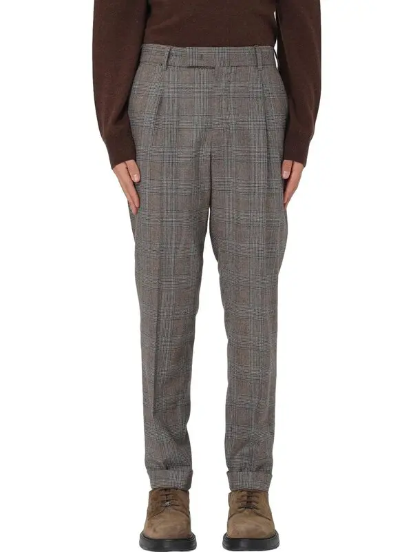 PT TORINO Tailored Plaid Trousers - Brown
