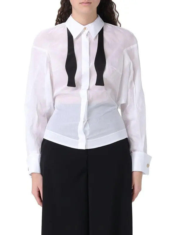 Elisabetta Franchi Cotton Shirt With Bow Detail - Black