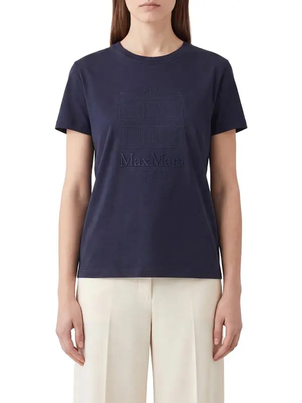 Max Mara Embossed Graphic T-shirt - Blue