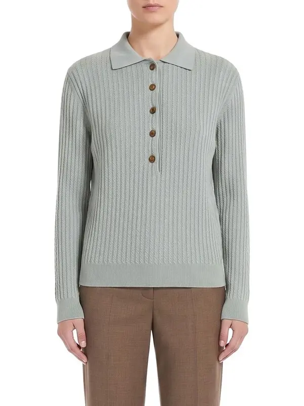 BLAZÉ MILANO Cotton And Silk Knit Polo Shirt - Water