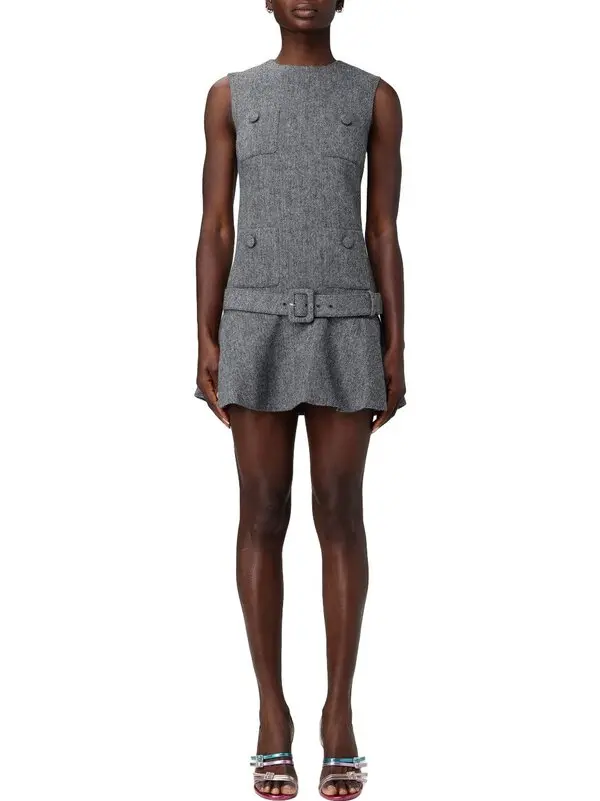 SELF-PORTRAIT Wool Blend Mini Dress - Grey