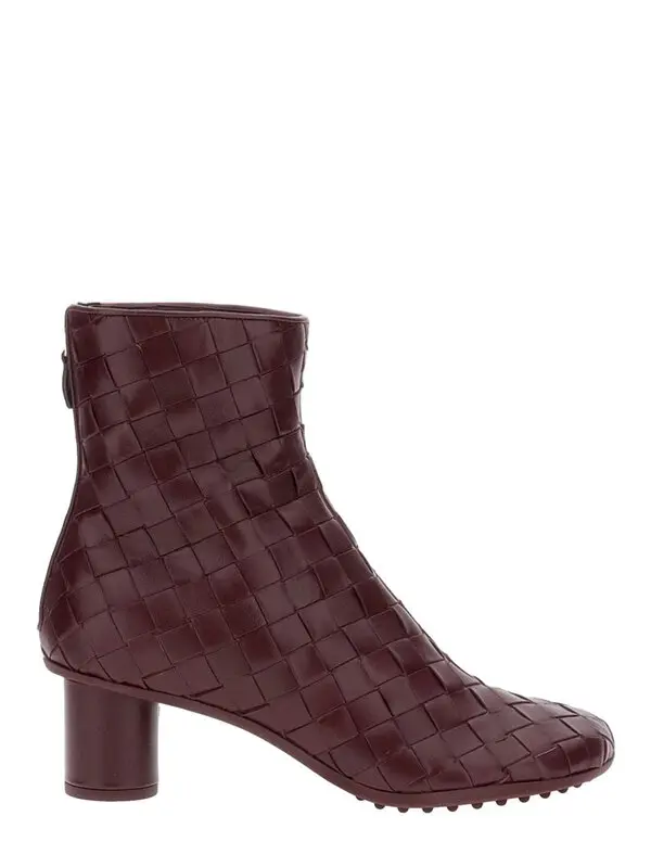 Bottega Veneta Woven Leather Ankle Boots - Brown