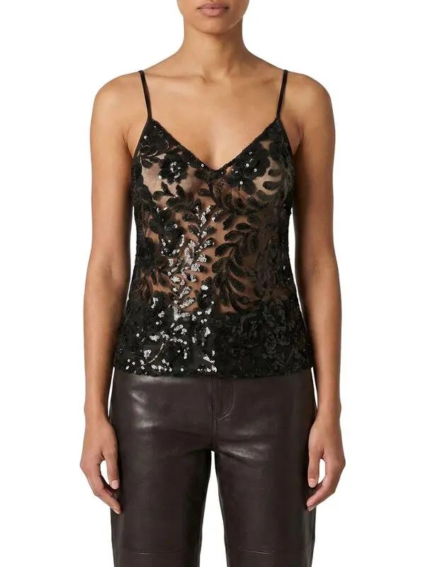 GOLDEN GOOSE Embroidered Evening Top - Black