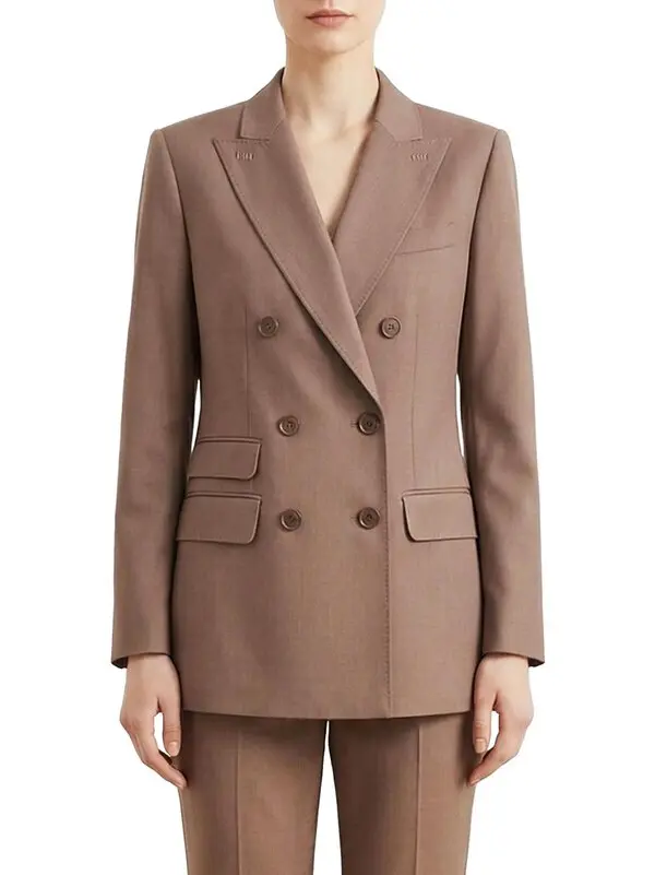 Max Mara Double Breasted Wool Blazer - Sand