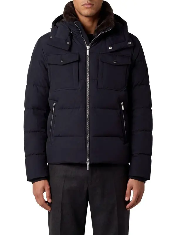 MOORER Alarick Down Jacket With Detachable Hood - Navy