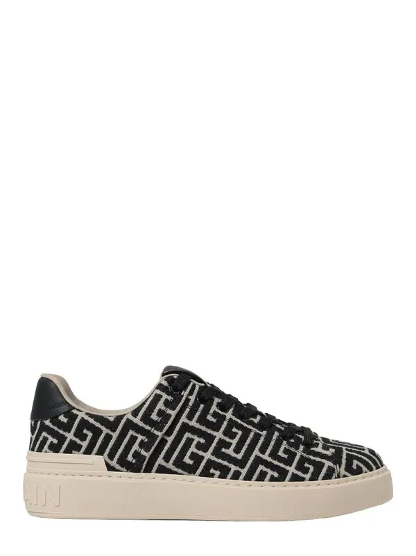 Balmain Graphic Print Lace-up Trainers - Black