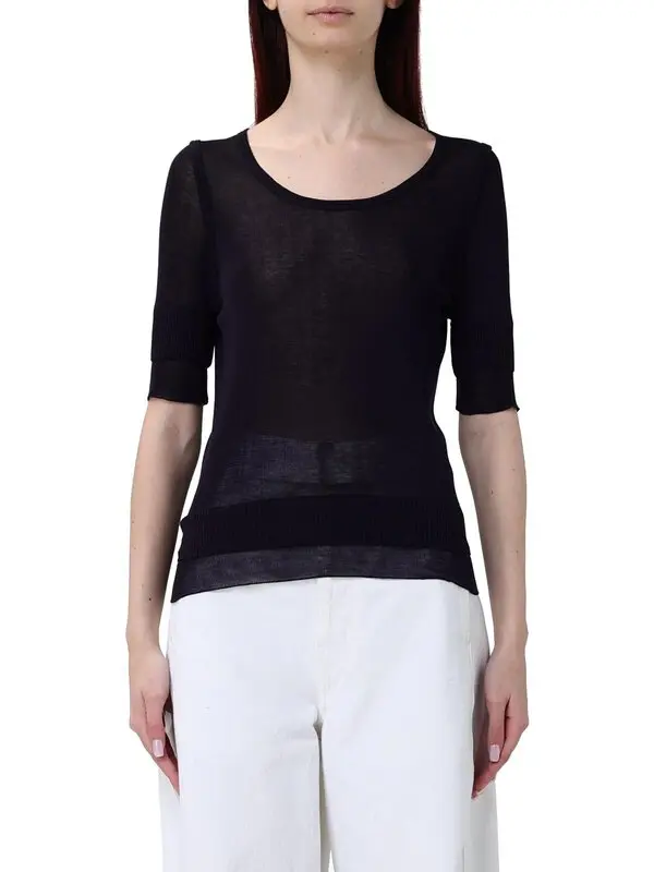 LEMAIRE Silk And Viscose Blend Short Sleeve Top - Blue