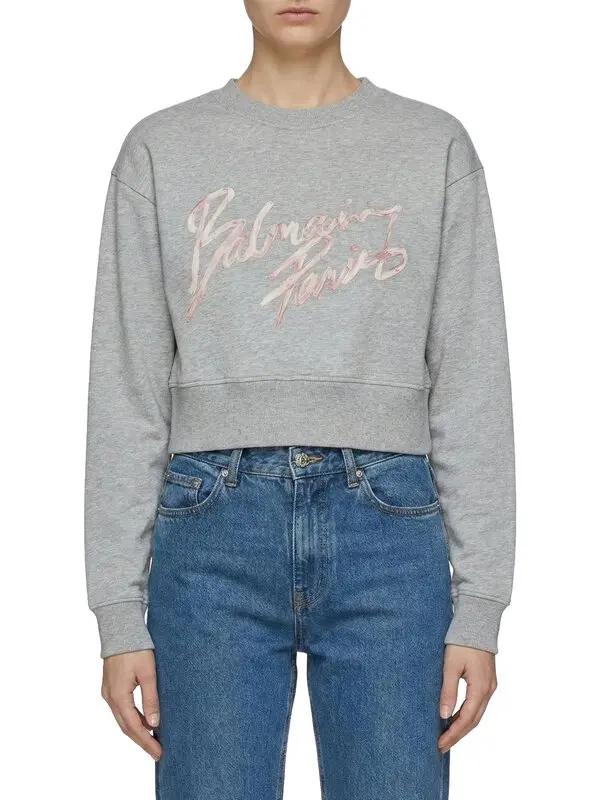 Balmain Cropped Sweatshirt - Grey