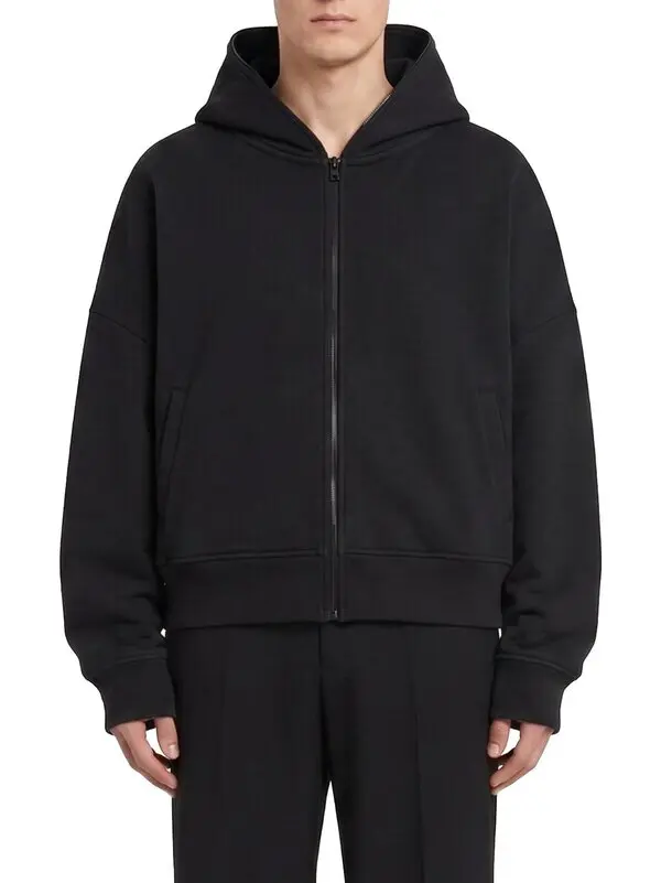 ENTIRE STUDIOS Cotton Zip-up Hoodie - Black 1