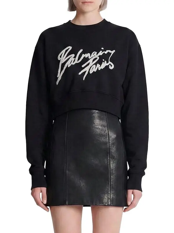 Balmain Cropped Sweatshirt - Black