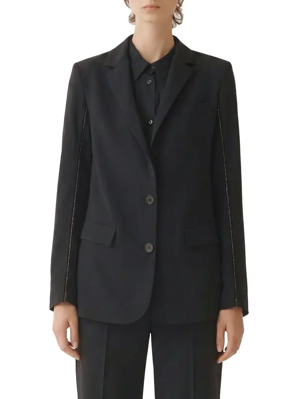 Fabiana Filippi Single-breasted Virgin Wool Blazer With Embroidery - Blue