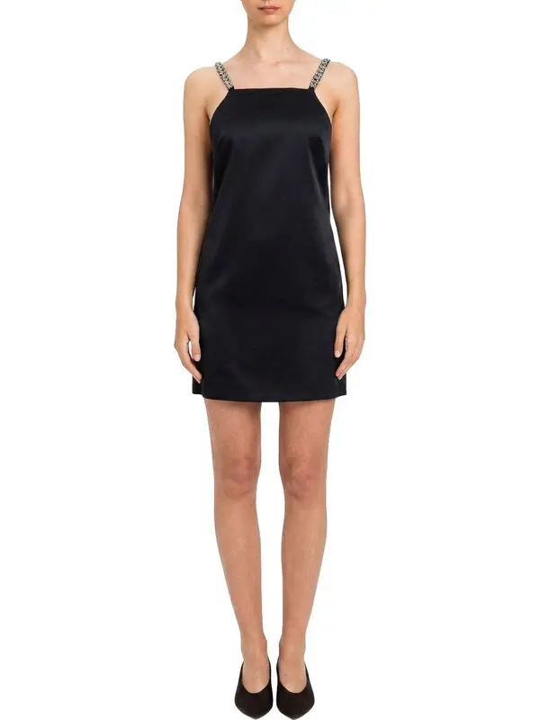TWINSET Mini Crepe Dress With Rhinestone Embellishments - Black