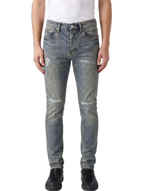PURPLE BRAND P001 Mid-rise Slim Fit Stretch Denim Jeans With Worn Effect - Blue