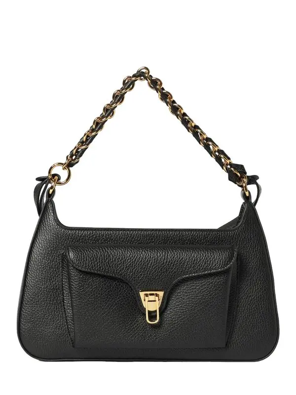 COCCINELLE Shoulder Bag With Chain Detail - Black