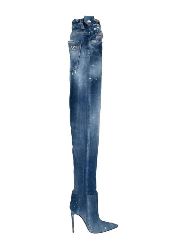 Dsquared2 Denim Thigh-high Boots - Blue