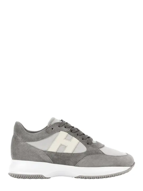 Hogan Interactive Suede And Nylon Sneakers - Grey