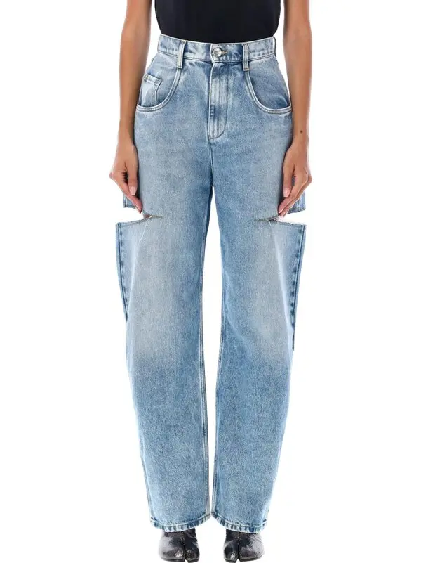 MAISON MARGIELA Straight Leg Jeans With Knee Slits - Blue