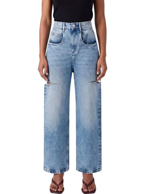 MAISON MARGIELA Straight Leg Jeans With Knee Slits - Denim