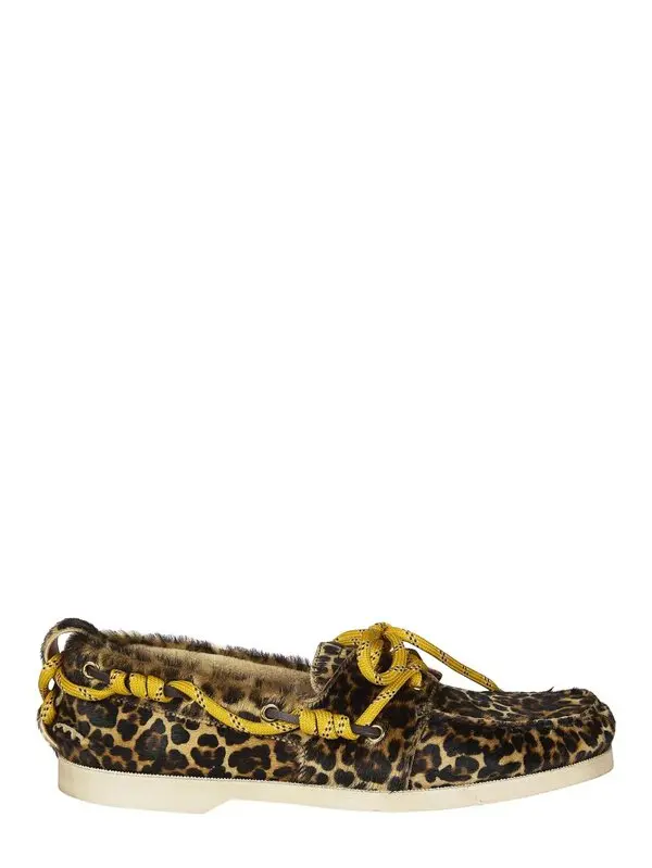 GOLDEN GOOSE Leopard Print Pony Hair Boat Shoes - Multicolor