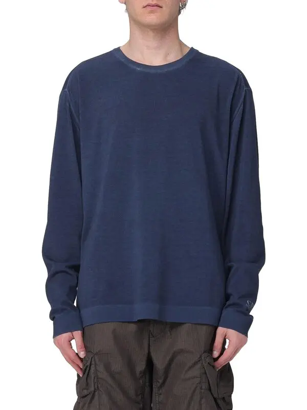 C.P. COMPANY Crew Neck Long Sleeve Cotton Sweater - Blue