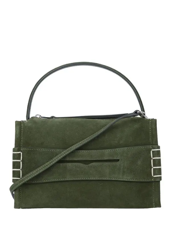 JW Anderson Small Loafer Leather And Suede Handbag With Embossed Logo - Beige