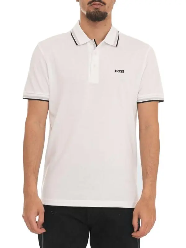 BOSS Basic Cotton Polo Shirt - White 1