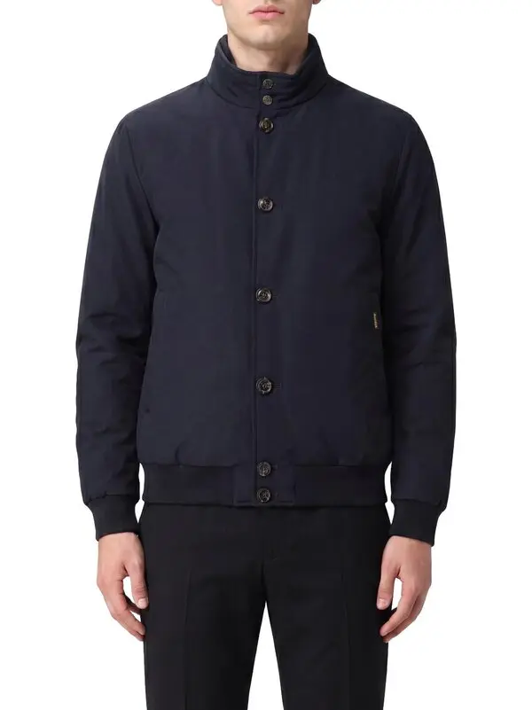 MOORER Padded Bomber Jacket In Technical Fabric - Blue