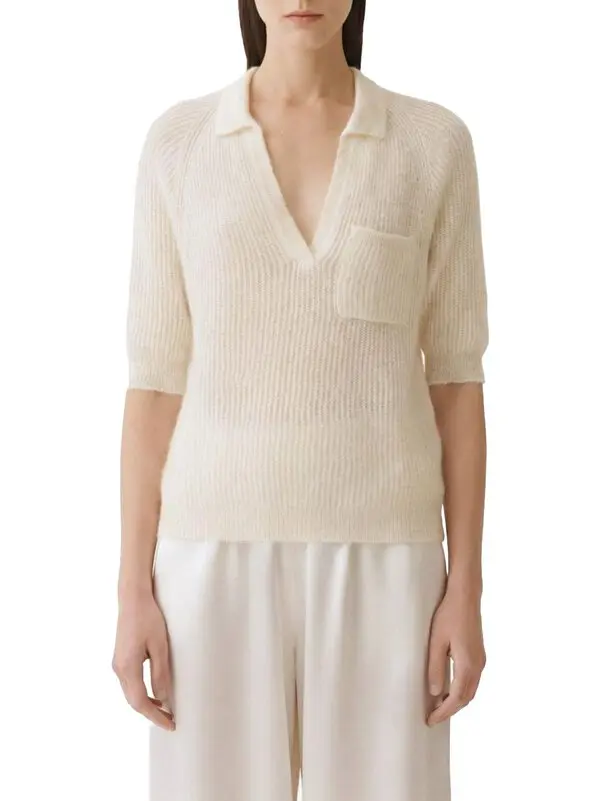 Fabiana Filippi Wool And Cashmere Knit Polo Shirt - Natural