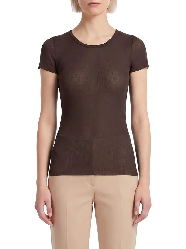 ROBERTO COLLINA Cotton Crewneck T-shirt - Brown