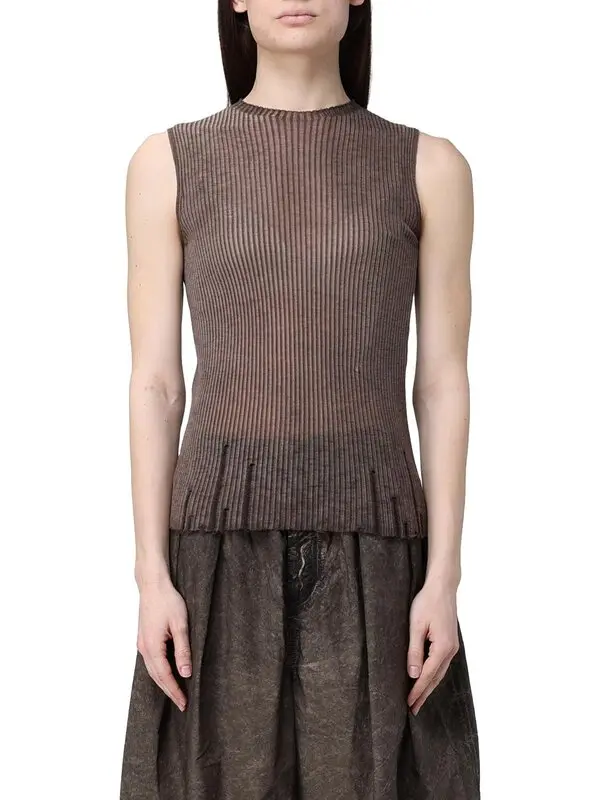 UMA WANG Ribbed Wool Sleeveless Top - Brown