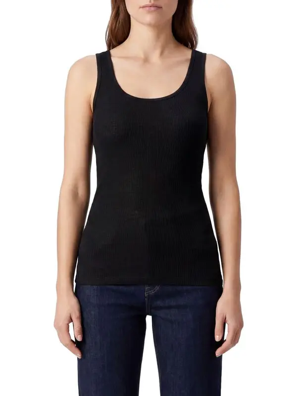 ROBERTO COLLINA Ribbed Cotton Tank - Black