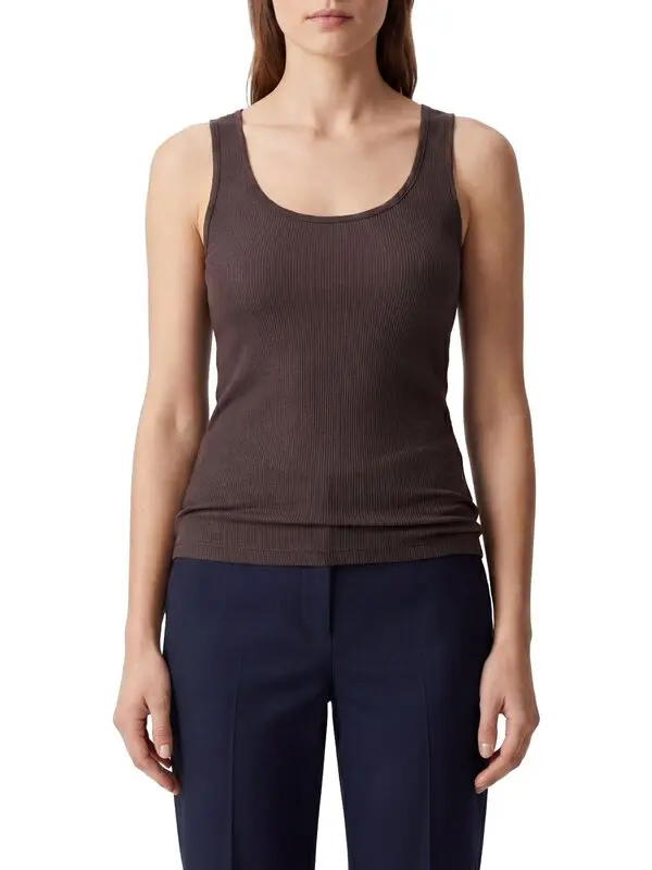 ROBERTO COLLINA Ribbed Cotton Tank - Brown