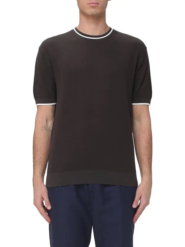 PAOLO PECORA Cotton Crew Neck Pullover - Brown