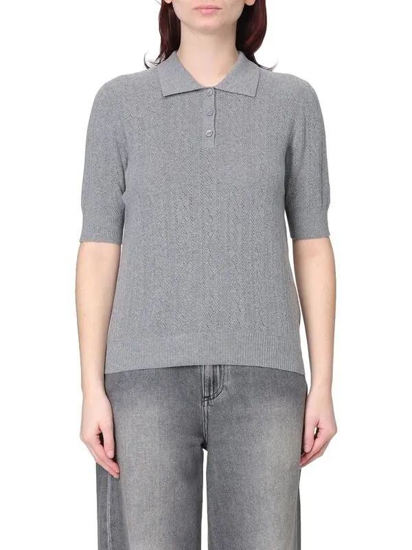 LISA YANG Textured Knit Polo Shirt - Grey
