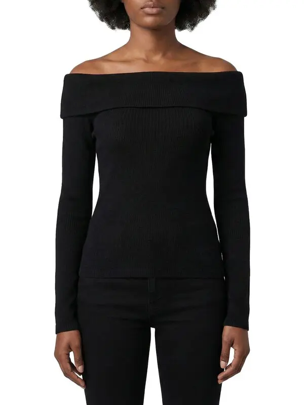 LISA YANG Off-the-shoulder Knit Top - Black