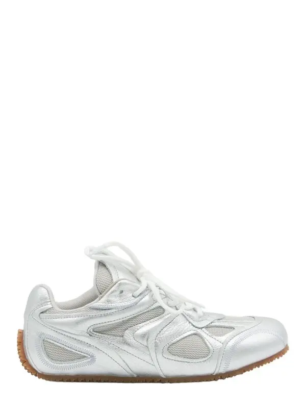 Axel Arigato Slow Runner Low Top Laminated Leather And Mesh Sneakers - Silver