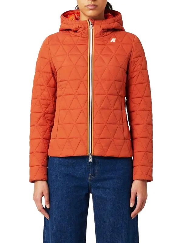 K-WAY Lil Diamond Quilted Warm Down Jacket In Padded Nylon - Orange