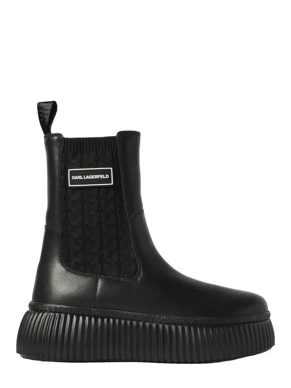 Karl Lagerfeld Leather Ankle Boots - Black