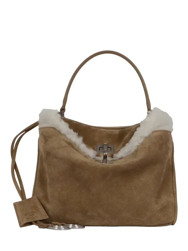 Balenciaga Mini Shearling Handbag With Removable Shoulder Strap - Hazel