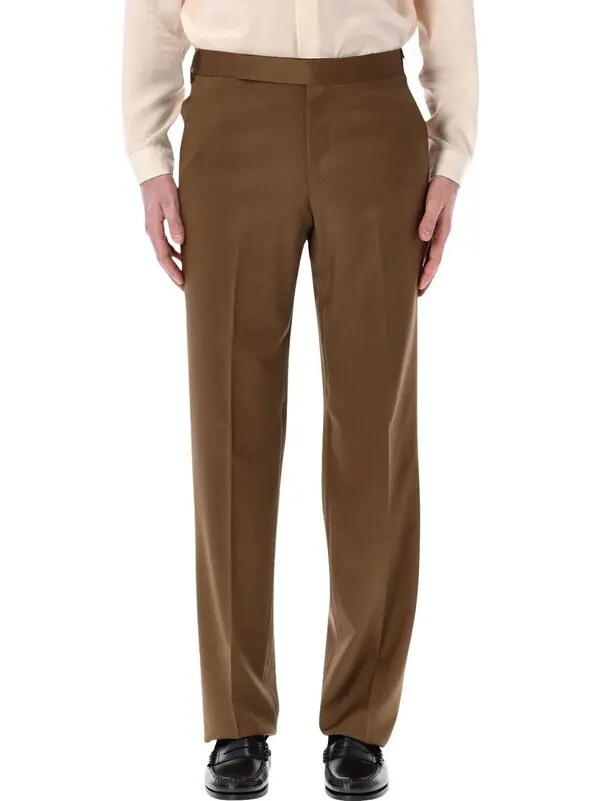 LARDINI Tailored Gabardine Trousers - Mud