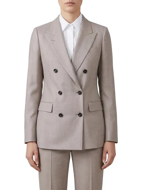 Tagliatore Double Breasted Virgin Wool Blend Blazer - Beige